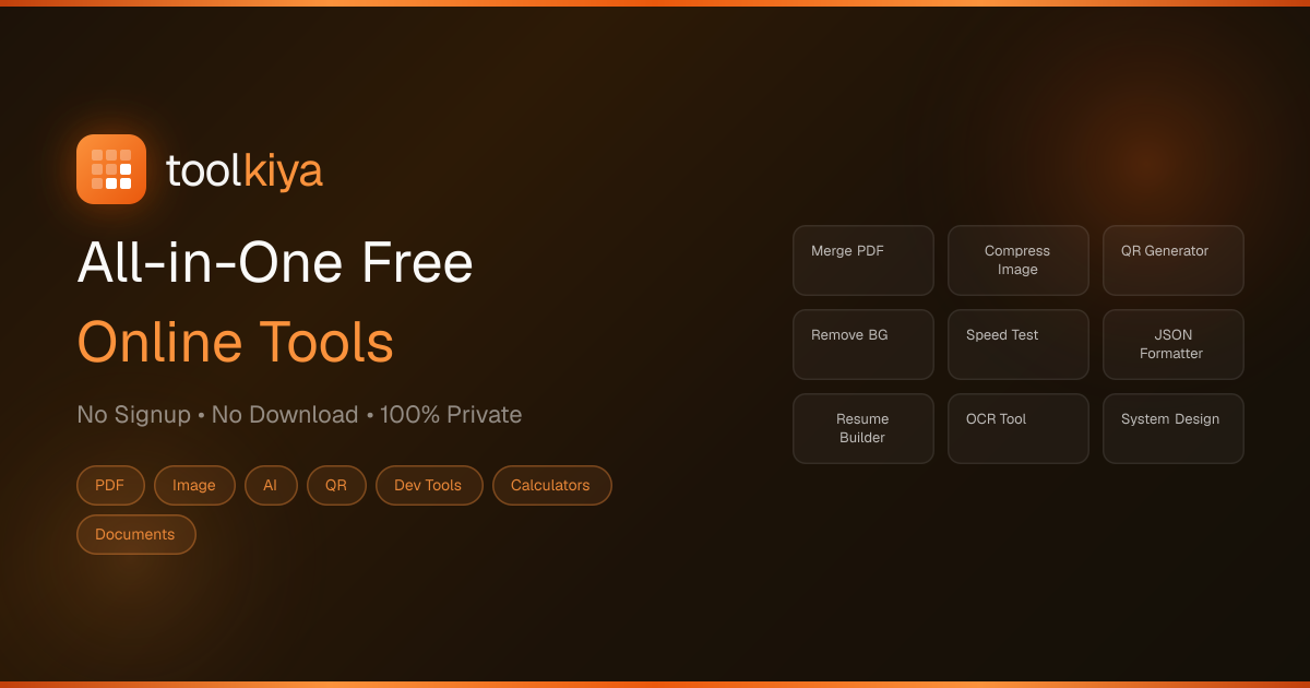 Toolkiya — Free Online Tools for PDF, Image & More